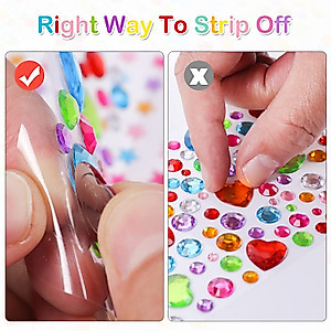 MYDBUYSOME 2774pcs Gem Stickers Jewels for Crafts - Self Adhesive Stick on Rhinestones for Crafts, Acrylic Bling Heart Craft Supplies for Kids