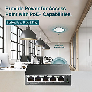 TP-Link TL-SF1005P | 5 Port Fast Ethernet PoE Switch | 4 PoE+ Ports @67W | Desktop | Plug & Play | Sturdy Metal w/ Shielded Ports | Fanless | Extend & Priority Mode