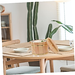 UPKOCH 1 Set Cask Rice Cask Steamed Rice Bucket Sushi Rice Steamed Container with Lid Dim Sum Steamer Stainless Steel Steamer Wood Bucket Wooden Rice Bucket Kitchen Tool Wooden Dessert