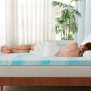 IULULU Mattress Topper, 3 Inch Gel Memory Foam Mattress Topper for Twin Size Bed,Blue