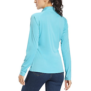 Willit Women's UPF 50+ Sun Protection Shirt SPF Long Sleeve Lightweight Half-Zip Golf Outdoor Shirt Quick Dry Rash Guard Blue L