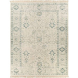 Penkridge Traditional Persian Hallway, Entryway, Bedroom, Kitchen Cotton Runner Rug - Vintage Handmade Luxury Collection with Tassel - Boho, Bohemian Oriental Style - Green, Sage, Beige 2'6" x 8'