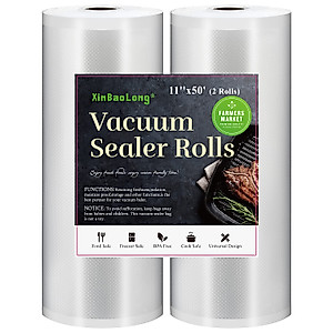Vacuum Sealer Bags for Food，Food Saver Bags Rolls,11"x50'Rolls 2 Pack,Commercial Grade, Heavy Duty, BPA Free,Great for Vac Storage