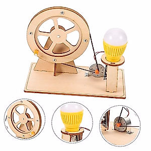 SOLUSTRE 1 Set Hand Generator Hand Crank Electricity Generator Science Projects Wooden Building Kits Generator Science kit DIY Model Generator Portable Generator Dynamo Suite Power kit