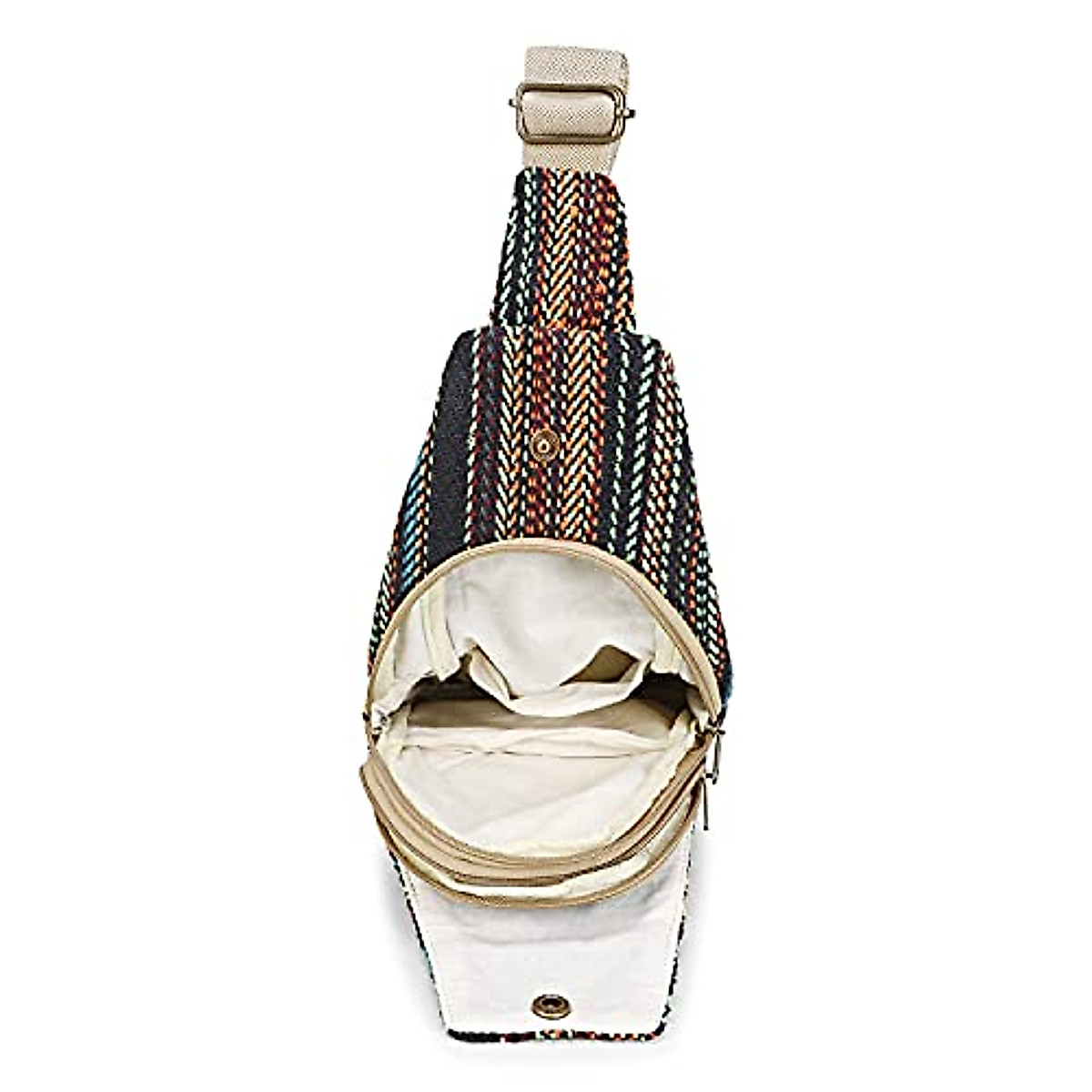 LONGING TO BUY Hemp Sling Backpack- Hemp Cross body Bag- Hemp Shoulder Backpack Adjustable Strap for Men & Women (Multi Black-Chest Belt)