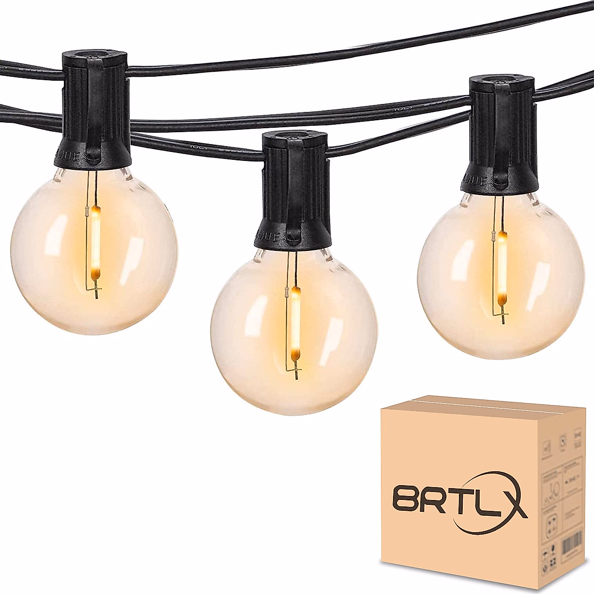 BRTLX Outdoor String Lights, 150FT LED G40 Patio Lights，Shatterproof String Hanging Lights with 75+2(Spare) Waterproof Backyard Bulbs Commercial for Balcony Party Wedding Market