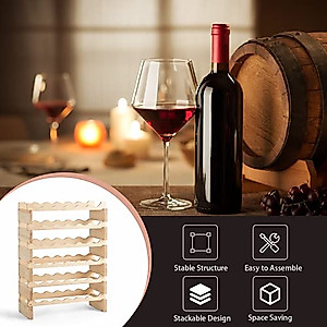 NAFORT 36 Bottle Wine Rack - Pine Wood Stackable Modular Display Wine Storage Shelves, 6 X 6 Rows 36 Slots