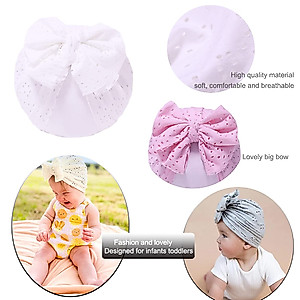 DANMY Baby Girl Hat with Bow Hat Toddlers Soft Turban Knotting Hats Cap (Pink/Purple/DarkPink/White/Green/Beige)