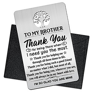 Mhfpl To My Brother Wallet Card, Engraved Metal Wallet Insert Card for Brother, Thank You Gifts for Brother From Bro Sister, Graduation Birthday Thanksgiving Wedding Christmas Gifts for Brother