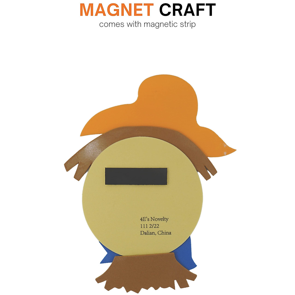 4E's Novelty Scarecrow Fall Crafts for Kids (12 Pack) Foam Self Adhesive, Crafts for Kids Bulk with Magnet, Halloween, Thanksgiving DIY Party Favors Activity for Ages 3-12