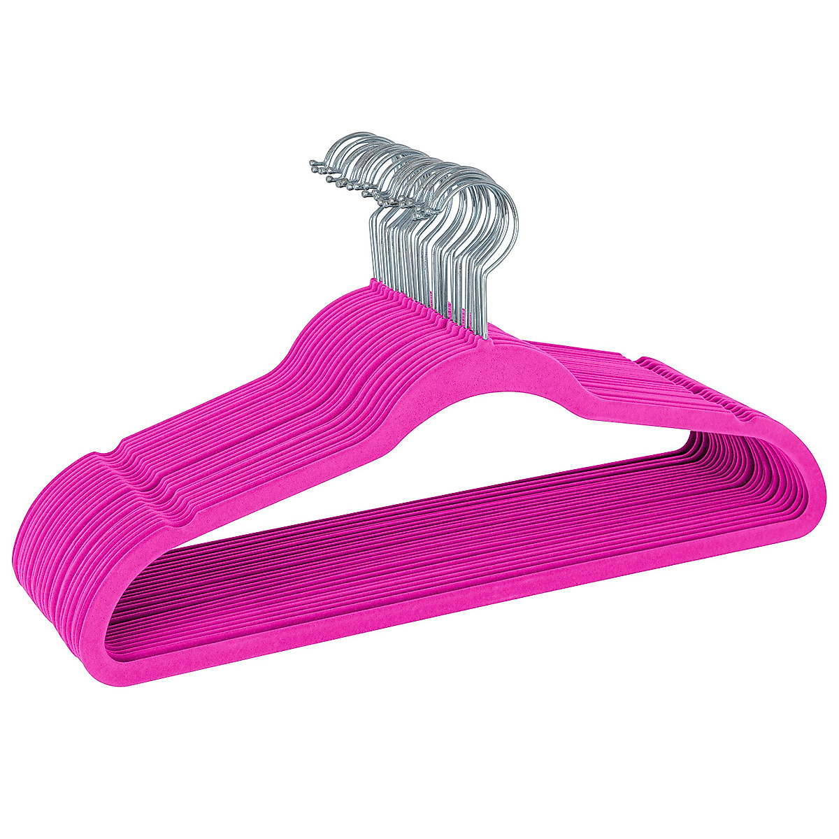 Simplify 100 Pack Slim Velvet Suit Hangers in Fuchsia, Fuschia