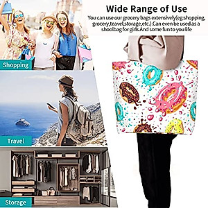 Donut Print Tote Bag Shoulder Bag for Women 19.7x15.7Inch