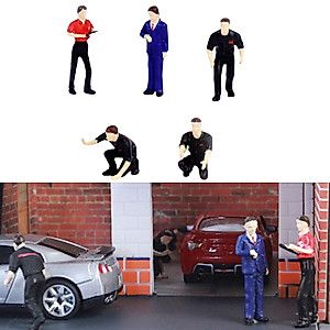 Colcolo 12 Pieces Hand Painted 1/64 Repairman Figure and Tools Model Scene Train Railway Micro Landscape Desktop Ornament