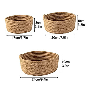 SLDHFE Small Woven Storage Cotton Rope Basket, Cute Round Mini Pink Montessori Tray Decorative Shallow Felt Baskets for Organizing Shelves Decor