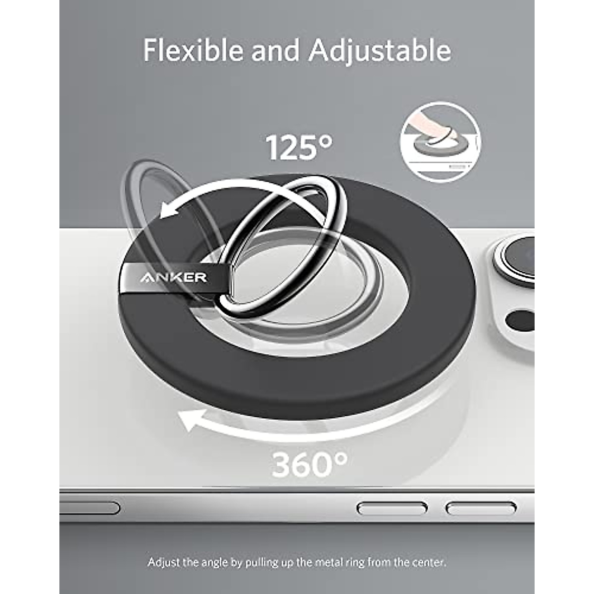 Anker Magnetic Phone Grip (MagGo), 610 Magnetic Phone Ring Holder, Adjustable Kickstand, Only for iPhone 14/14 Pro/14 Pro Max/14 Plus/13/13 Pro/13 Mini/13 Pro Max/12/12 Pro/12 Mini/12 Pro Max