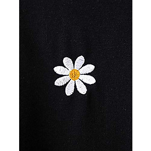 SweatyRocks Women's Color Block Butterfly Print Striped Long Sleeve Crop Top T Shirt Floral Black White S