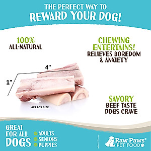 Raw Paws Beef Marrow Bones for Dogs - Split, 4 inch, 24-ct - Made in USA Raw Frozen Bones for Dogs - Raw Meaty Dog Bones for Medium to Large Dogs - Frozen Dog Bones - Split Beef Marrow Bones Dogs Raw