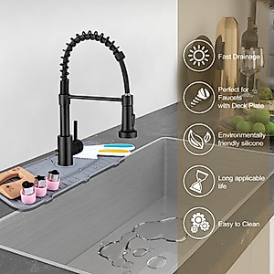 Silicone Faucet Mat, Kingmall Kitchen Faucet Mat Silicone Faucet Drip Catcher for Kitchen Faucet Drip Catcher Silicone Sink Mats, Tailor-Made for Faucets with 1cm(0.4 Inch) Deck Plate【Light Grey】