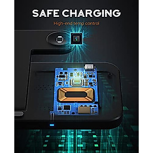 Wireless Charger, PAUCHY 3 In 1 Fast Wireless Charging Station, Qi Wireless Charger for iPhone 13/12/11/Pro/XS/XR, Foldable Wireless Charging Stand Compatible with iWatch 6/SE/5/4/3/2, Airpods 3/2/Pro