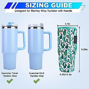 Reusable Neoprene Insulated Sleeves Cup Holder for Stanley 40oz Tumbler with Handle,Protective Water Bottle Sleeve Cover,with 2 Straw, Cleaning Brush and Straw Cover for Stanley Cup Accessories