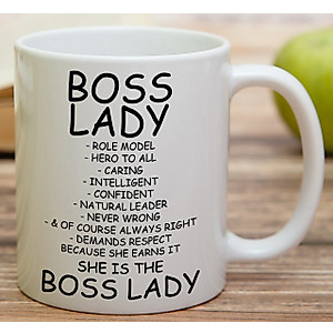 Retreez Funny Mug - Boss Lady Role Model Caring Description 11 Oz Ceramic Coffee Mugs - Funny, Sarcasm, Motivational, Inspirational birthday gifts for friends, coworkers, employer, siblings, dad, mom