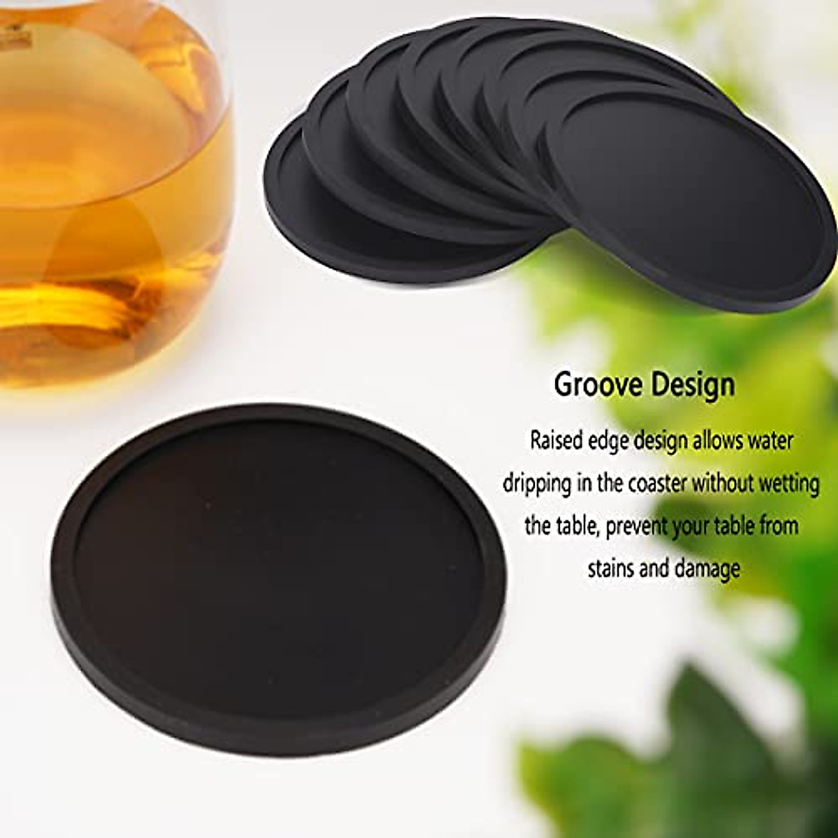 Coasters for Drinks Set of 8, Jolumros Silicone Coasters Soft Anti-Slip Durable Reusable Coaster with Holder for Tabletop Protection, Heat Resistant Coaster Set for Drinking Glass Coffee Cup