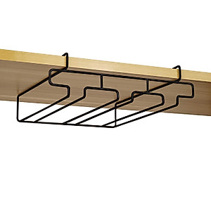 Bafvt Wine Glass Holder - Stemware Rack Under Cabinet - 304 Stainless Steel Hanger Storage Shelf, Fit for The Cabinet 0.8“ or Less (black, 3 Rows)