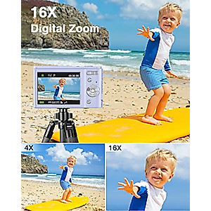 Digital Camera, Zostuic 48MP Autofocus Kids Camera with 32GB Card 1080P Video Camera with 16X Zoom, Compact Portable Small Camera Christmas Birthday Gift for Children Kid Teen Student Girl Boy(Purple)