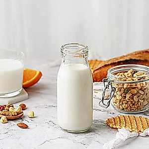 12 oz Glass Bottles, Clear Glass Milk Bottles with Silver Metal Airtight Lids, Vintage Breakfast Shake Clear Container, Vintage Drinking Bottles with Whiteboard Labels and Pen for Party,Kids,Set of 20