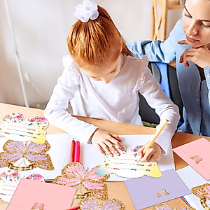 Qyeahkj 36pcs Butterfly Birthday Invitations for Girls with Envelopes Stickers Floral Butterfly Party Celebration Party Supplies Favors for Kids Boys Baby Shower Wedding Decorations