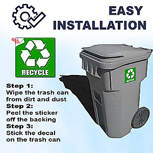 Trash and Recycling Stickers - 4" х 4" Recycle and Trash Stickers - Pack of 4 - Trash and Recycle Stickers - Waste Management Sticker - Trash Recycle Stickers - Recycling Stickers for Trash Can