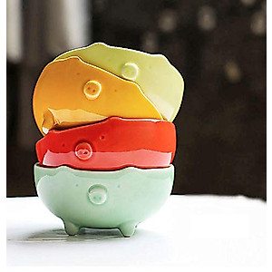 Sizikato 4pcs Cute Pig Shape Ceramic Rice Bowl Fruit Bowl Salad Bowl Snack Bowl for Children. 4 Inches