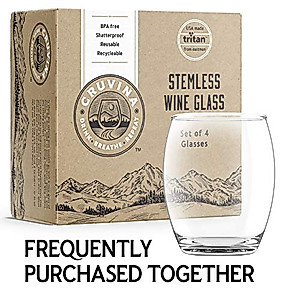 Unbreakable Cocktail Whiskey Glasses : Tritan Plastic Tumblers, Dishwasher Safe, Ideal for Bourbon, Scotch or Double Old Fashioned Rocks Glasses, BPA-free, 12 Ounce Cups Set of 4 by Cruvina