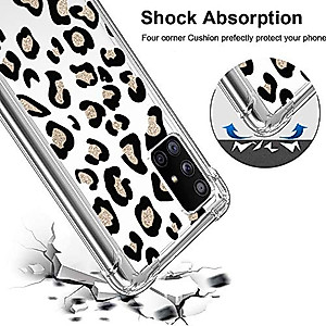 KANGHAR for Samsung Galaxy A51 5G Black Leopard Cute Pattern Shockproof Clear Four Corners Cushion Durable Hard PC + Soft TPU Bumper Anti-Scratch Full Body Protection Crystal Cover-6.5inch