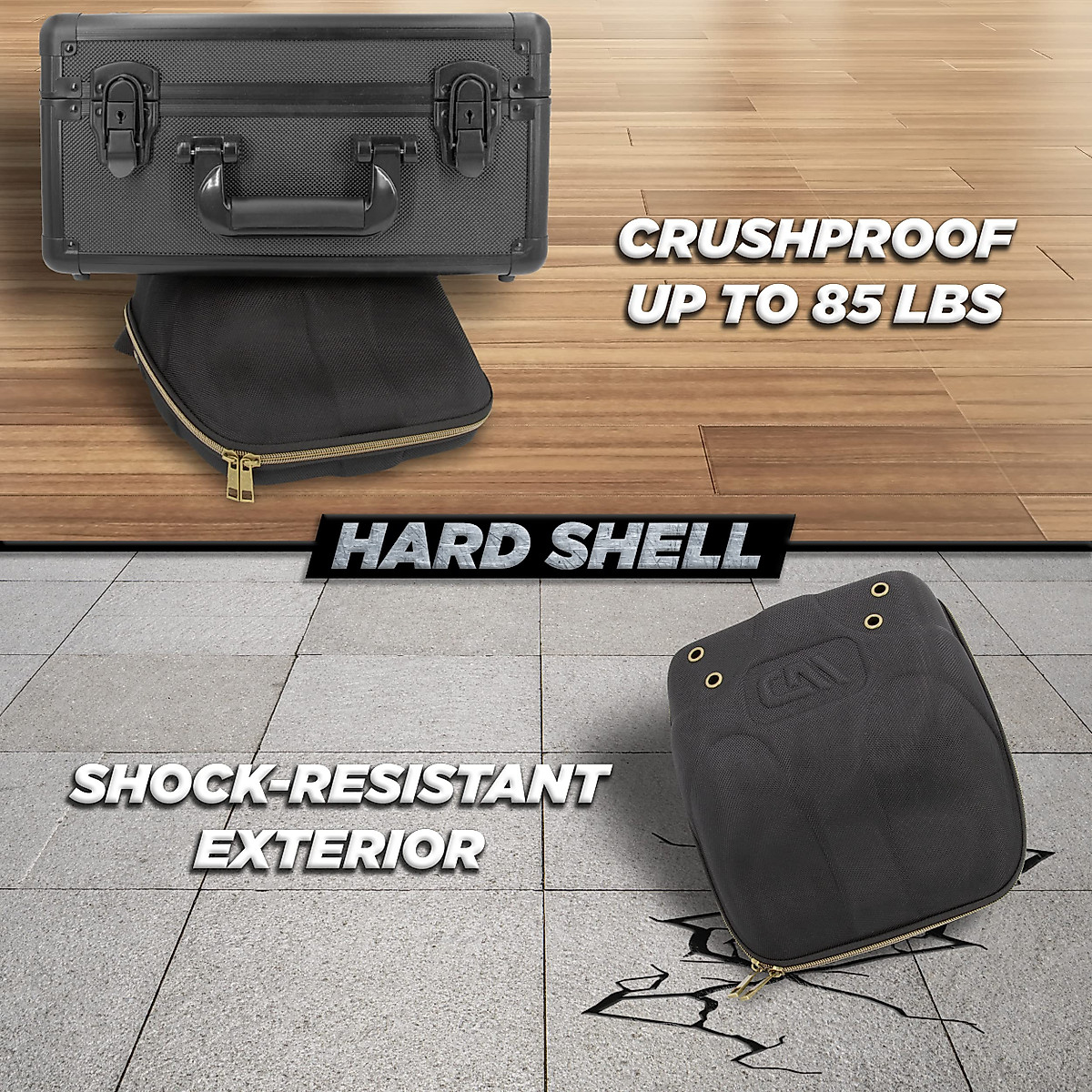 CASEMATIX Hat Travel Case for up to 4 Baseball Caps with Crush-Resistant Hard Shell Outer, Metal Travel Carabiner and Comfortable Handle - Portable Hat Case Carrier for Travel and Hats Storage