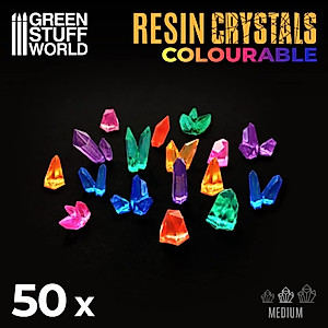 Green Stuff World GSWD-2538 Clear Resin Crystals, Transparent, Medium Size, 50 Pieces, Diorama Material