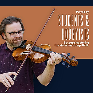 Cecilio CVN-300 Solidwood Ebony Fitted Violin with D'Addario Prelude Strings, Size 4/4 (Full Size)