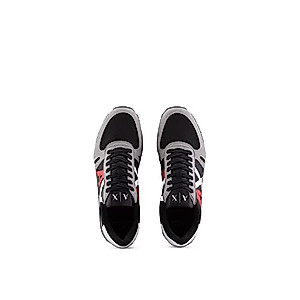A | X ARMANI EXCHANGE Men's Retro Trainer Sneaker, Shark + Black, 10
