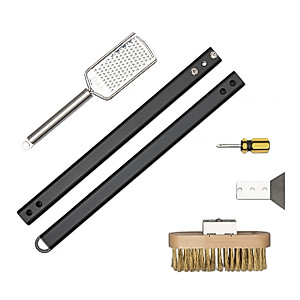 Unikk. Pizza Oven Brush with Scraper – 35” Long Adjustable Heavy Duty Aluminum Handle - Brass Bristles Brush for Pizza Stone with Grater and Screwdriver