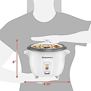 Elite Gourmet ERC-006NST Maxi-Matic Electric Rice Cooker with Non-Stick Inner Pot Makes Soups, Stews, Grains, Cereals, Keep Warm Feature, 6 Cups Cooked (3 Cups Uncooked), White