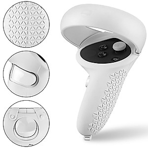 Geekria VR Protective Cover Fit Compatible with Meta Quest 2, Touch Controller Grip Cover, Front Face Protector Cover, Silicone Face Cover with Lens Protective Cover (12PCS, White)