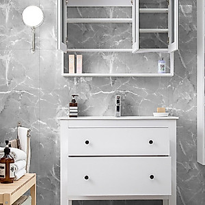 Chejiaye Shower Wall Panels Peel and Stick,Marble Wall Panels for Interior Wall Decor,Backsplash Tile Distinctive for Kitchen Showers Bathrooms Living Rooms Wall 11.8"x11.8"in 10Pcs (Grey)