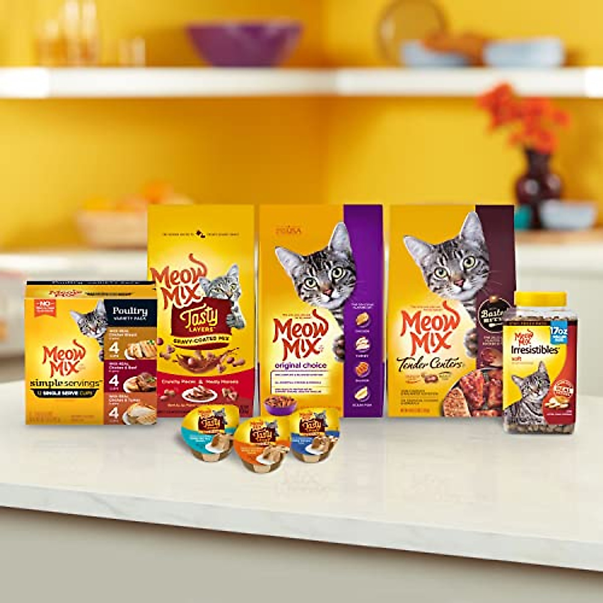 Meow Mix Tasty Layers Swirled Paté Cat Food, Chicken & Turkey Recipe in Sauce Stuffed With Real Chicken, 2.75 oz. Cup, 12ct
