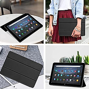 Case for All-New Amazon Kindle Fire HD 10 Tablet & Fire HD 10 Plus Case(11th Generation, 2021 Release) 10.1" -Trifold Stand Cover Ultra Lightweight Slim Shell Stand Cover Auto Wake/Sleep (Black)