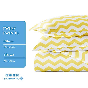 ienjoy Home Ultra Soft Arrow Patterned 3 Piece Duvet Cover Set, Twin, Yellow