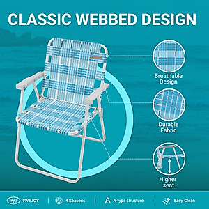 #WEJOY 2 Pack Folding Webbed Lawn Beach Chair,Heavy Duty Portable Chairs for Outside with Hard Arm,Carry Strap for Outdoor Camping Garden Concert Festival Sand Picnic BBQ