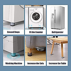 Anti Vibration Pads, 4pcs Washing Machine Base Foot Pads, Non Slip Heighten Shock and Noise Cancelling Mat for Washer and Dryer Machine Support Protects Pedestals (4 PCS)