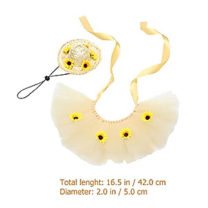 LUOZZY Pet Costume Straw Hat Sunflower Skirt Set for Dogs Halloween Hawaii Luau Party Supplies Cat Dress up Costume Accessories - Yellow
