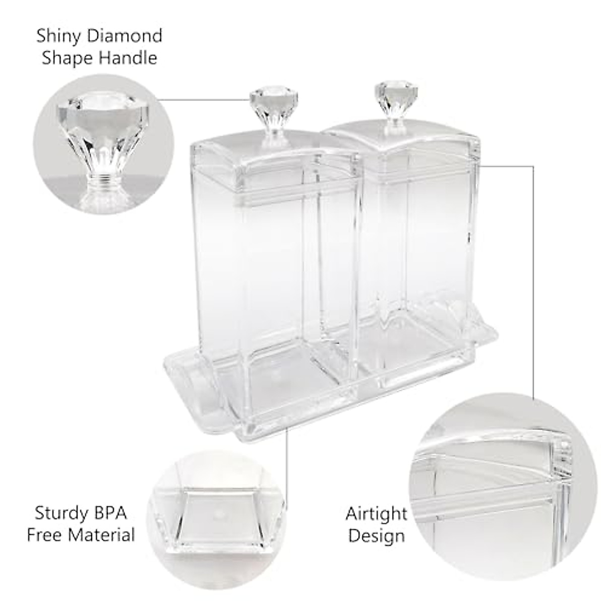 WBJKZJD Apothecary Jar with Lid, Airtight Acrylic Storage Jar With Diamond Shape Lid Shatter Proof Cookie Jars for Kitchen Counter Candy Apothecary Canisters Nuts & Coffee Beans, 2pcs