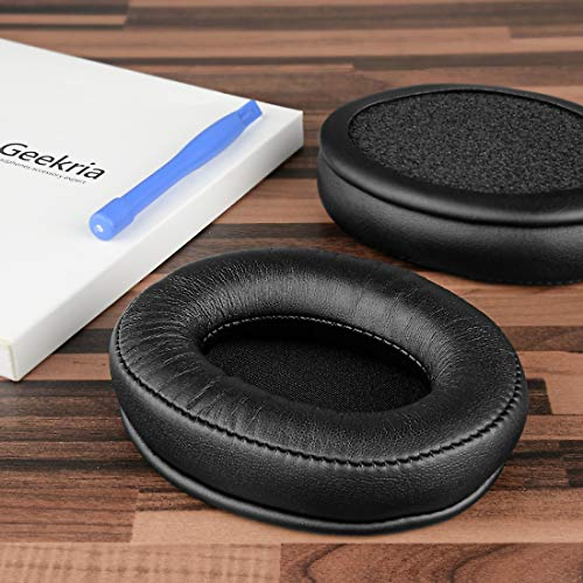 Geekria QuickFit Protein Leather Replacement Ear Pads for Sennheiser HD280 HD280-Pro HD281 HMD280 HMD281 Headphones Earpads, Headset Ear Cushion Repair Parts (Black)